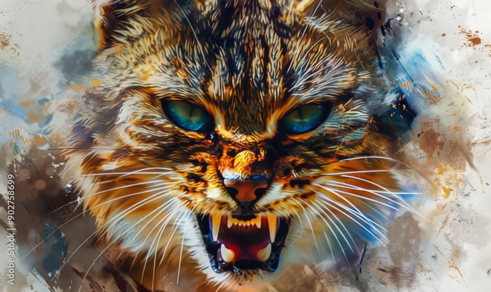 Fierce Feline Face: Intense Close-up of Angry Cat for Striking ...