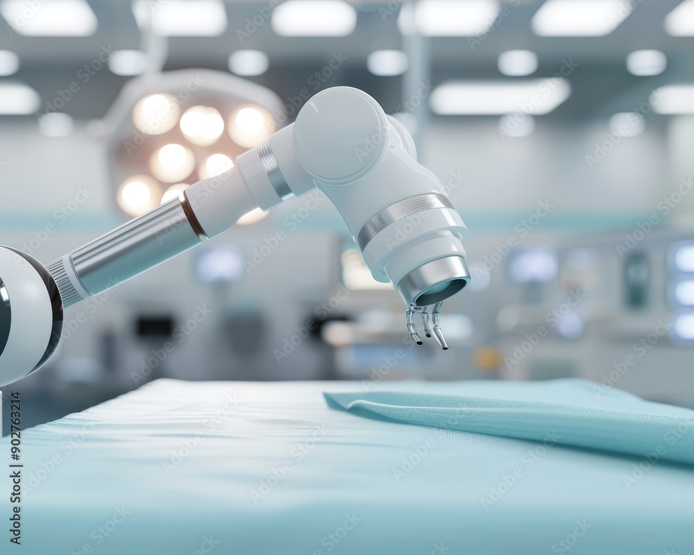 A close-up of a robot performing robotic-assisted minimally invasive ...