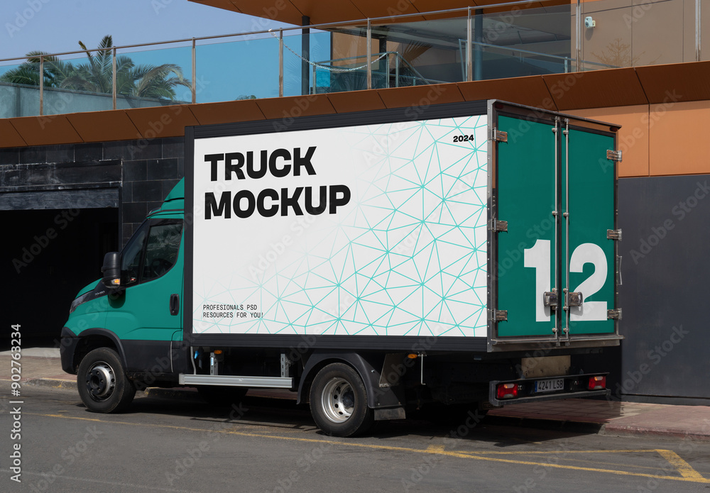 Side View Transport Truck Mockup Stock Template | Adobe Stock