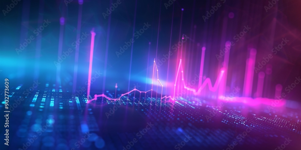 Futuristic Blue and Purple Tech Pattern: Abstract Neon Financial Growth ...