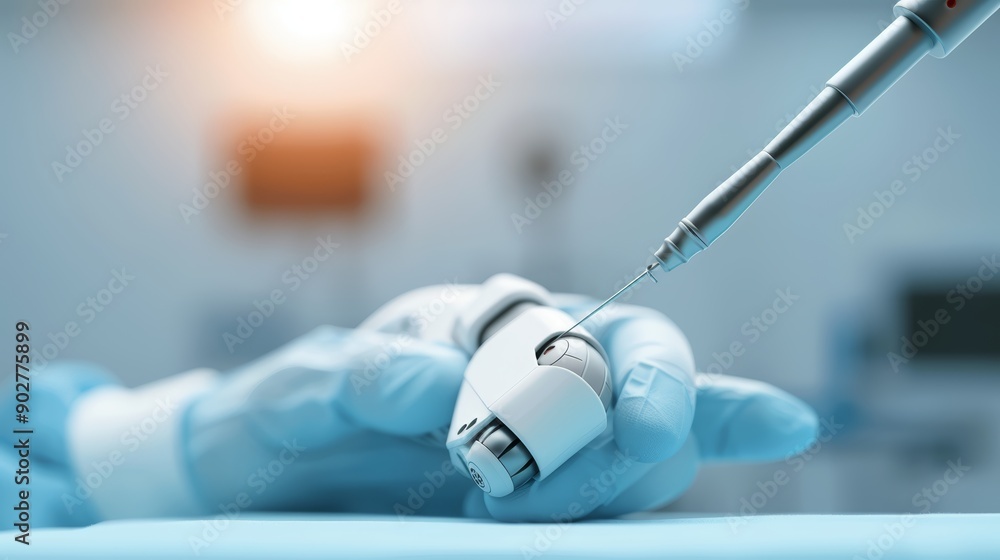 A detailed shot of a robot using a 3D printer to create a custom ...