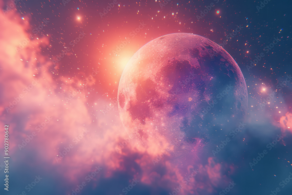 Artistic capture of a planetary alignment with vibrant chromatic ...