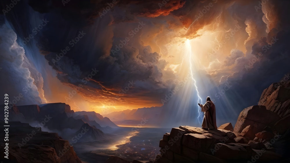 The Ten Commandments Given to Moses on Mount Sinai Amidst Thunder and ...