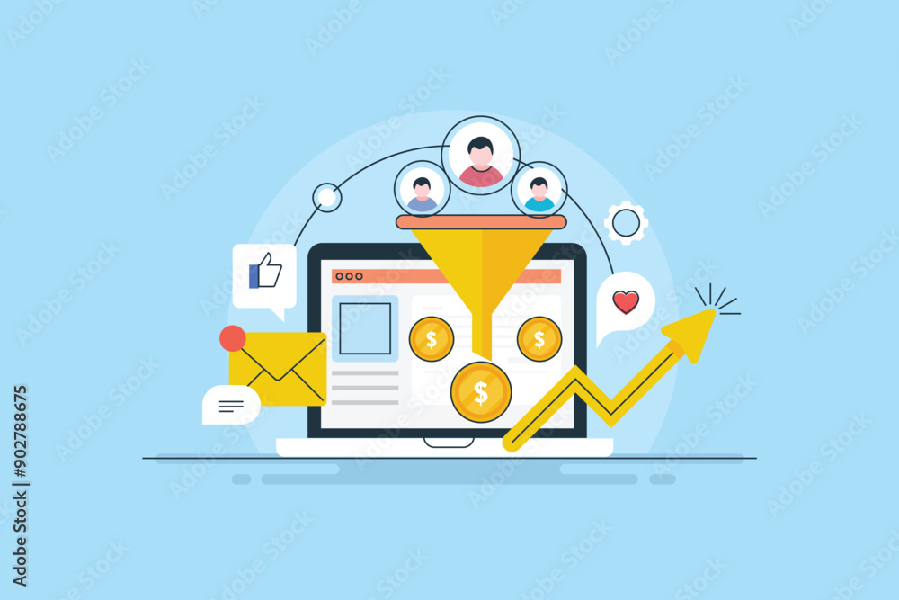 High performance target ads sales funnel generates leads and conversion ...