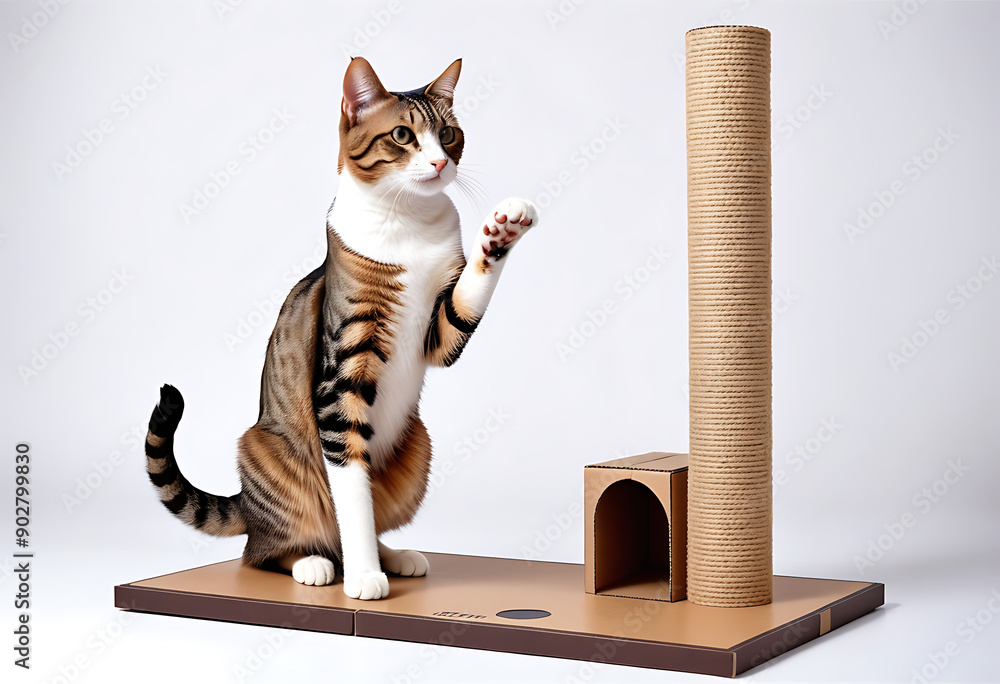 cardboard scratching post cats white background board games isolated ...