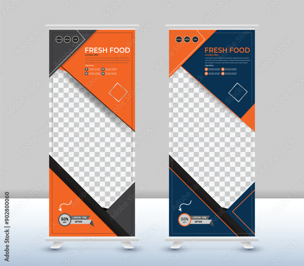 Modern roll-up banner design template, abstract banner layout, Vertical ...