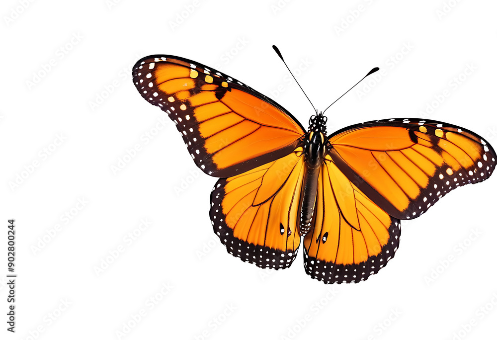 flying orange monarch butterfly insect isolated white background high ...