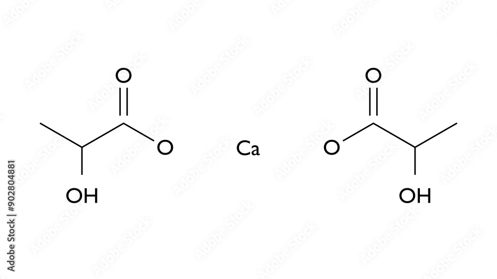 calcium lactate molecule, structural chemical formula, ball-and-stick ...