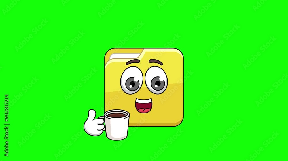 folder emoticon with drinking coffee style, emoji emoticon animation ...