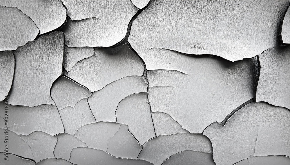Cracked wall, black crack lines on white wall background. Old grunge ...