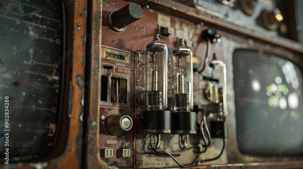 A detailed look at a vintage television's back panel reveals its ...