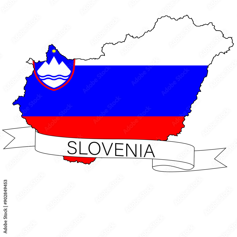 flag map of slovenia, name in letters Stock Vector | Adobe Stock