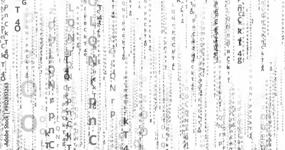 Matrix background: white background with black letters and alphabets ...