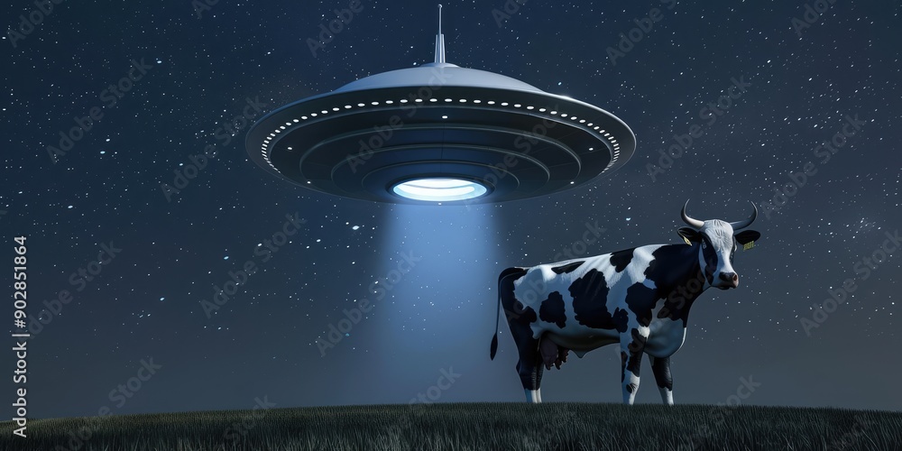 A UFO stealing cows at night in the woods is a scene from conspiracy ...