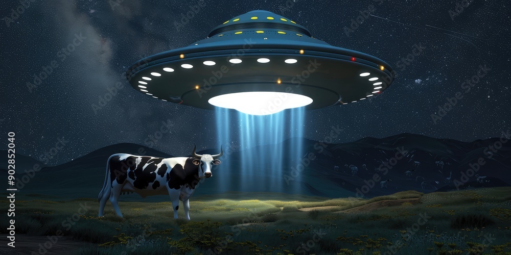 A UFO stealing cows at night in the woods is a scene from conspiracy ...