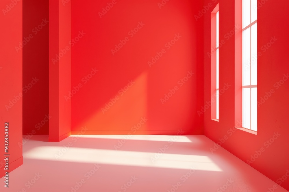 Modern Red Room Interior, vibrant hues of red create an inviting space ...