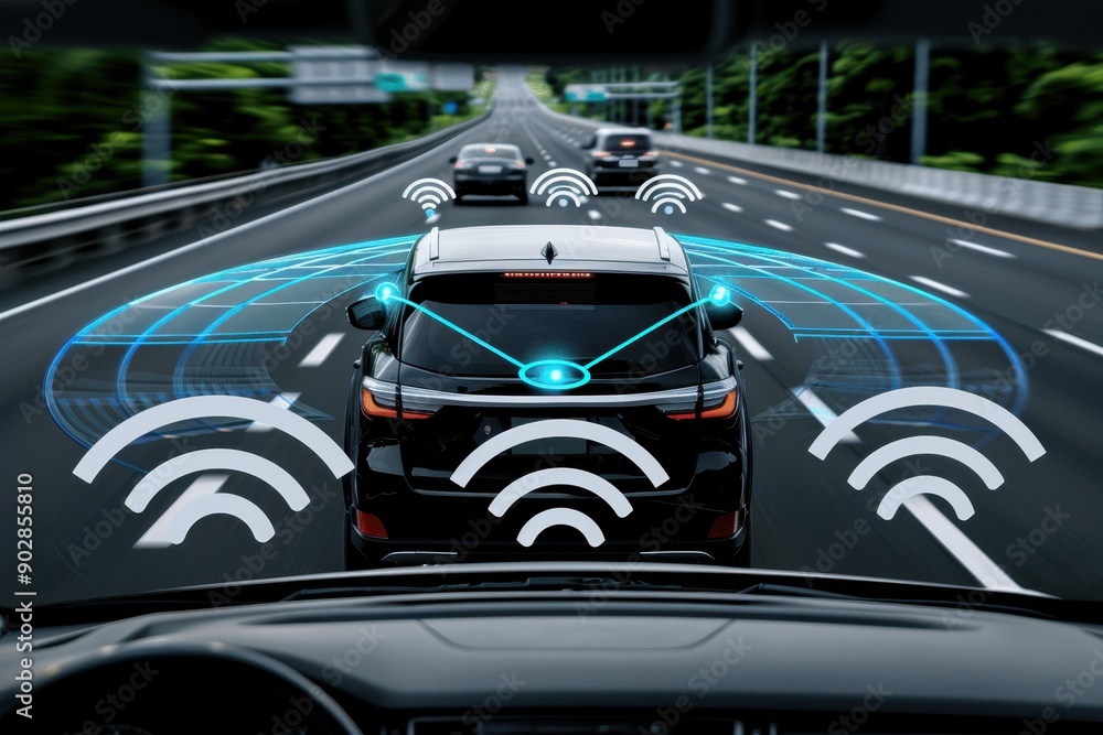 Smart Car Remote Sensing System, highlighting advanced safety features ...