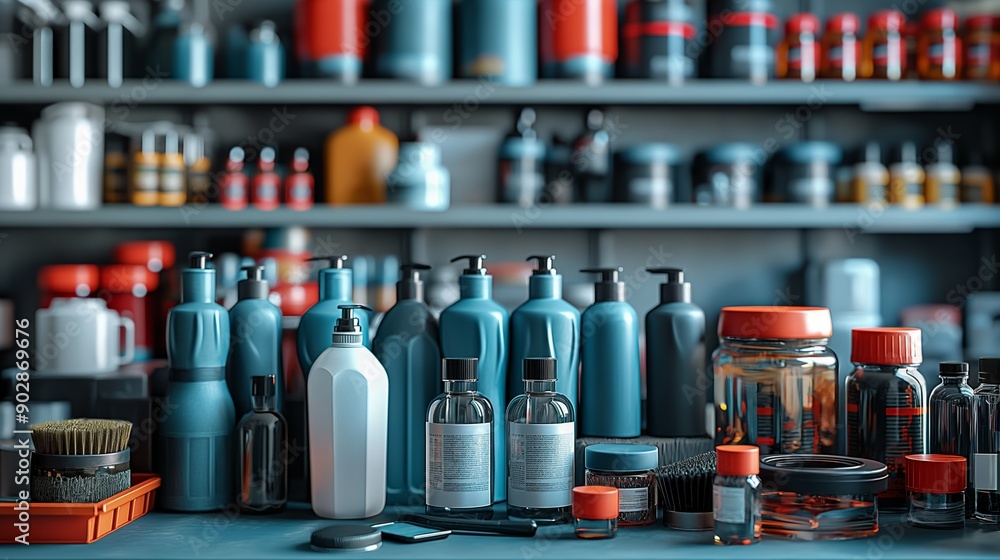 Variety of Car Care Products. Variety of car care products displayed on ...