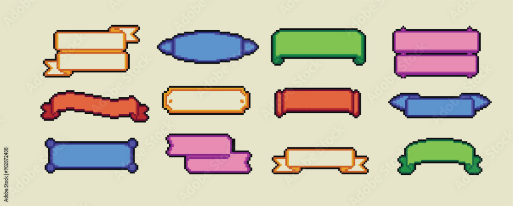 Pixel art speech bubble. Dialogue boxes, retro 8 bit arcade game style ...