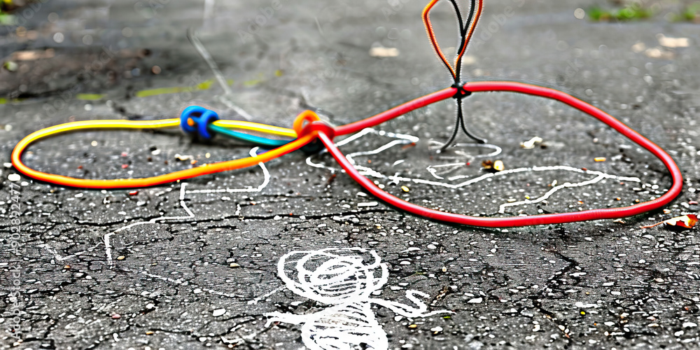 The Double Dutch Dilemma: A pair of colorful jump ropes, tangled on a ...
