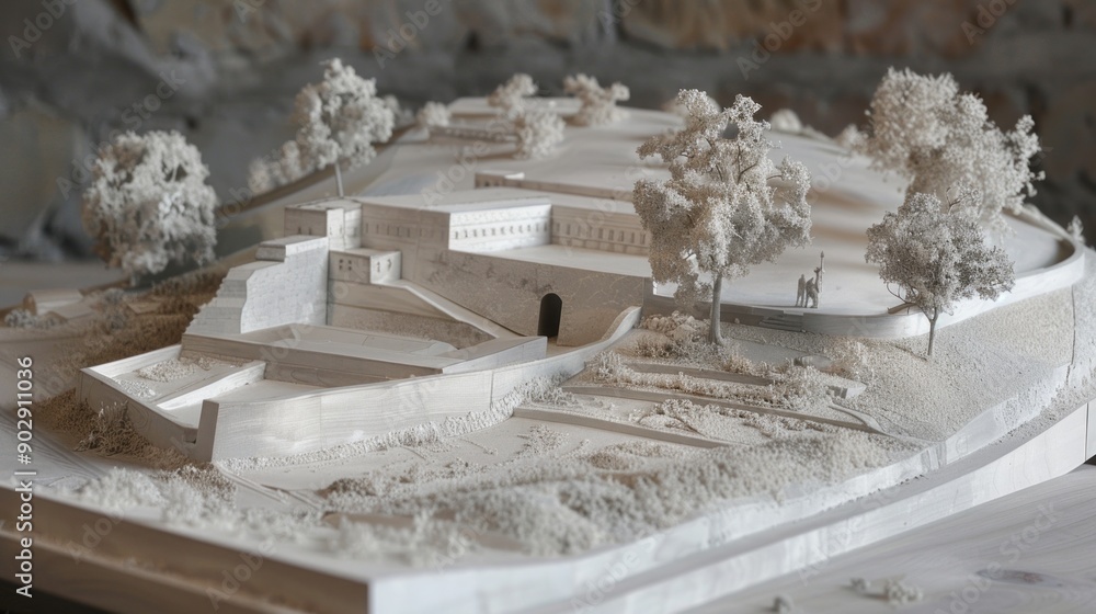 Generate a photo realistic image of a maquette depicting the ...