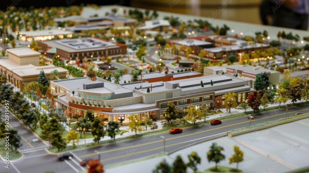 Generate a photo realistic image of a maquette representing a retail ...