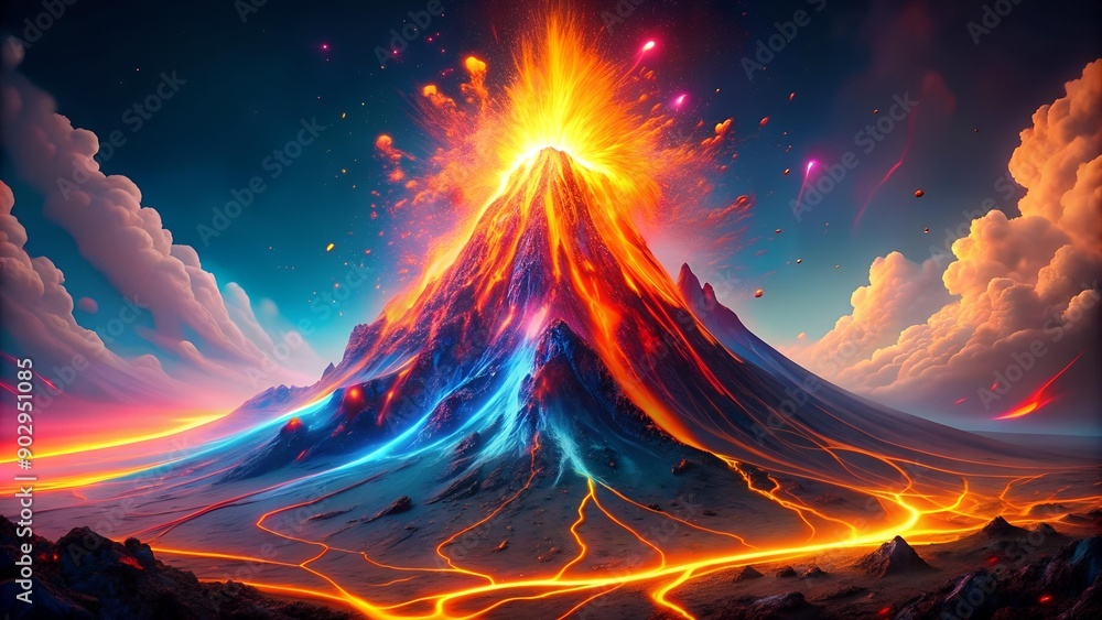 Ethereal Eruption: A Symphony of Neon Lava Flowing from an Abstract 16k ...