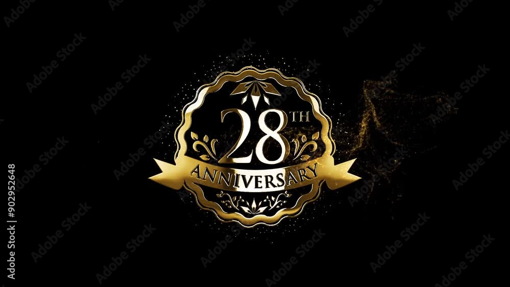 Golden 28th Anniversary Animation Effects, Celebrate Happy Anniversary ...