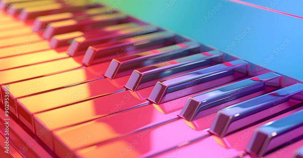 Colorful piano keys and a colorful gradient background with a high ...