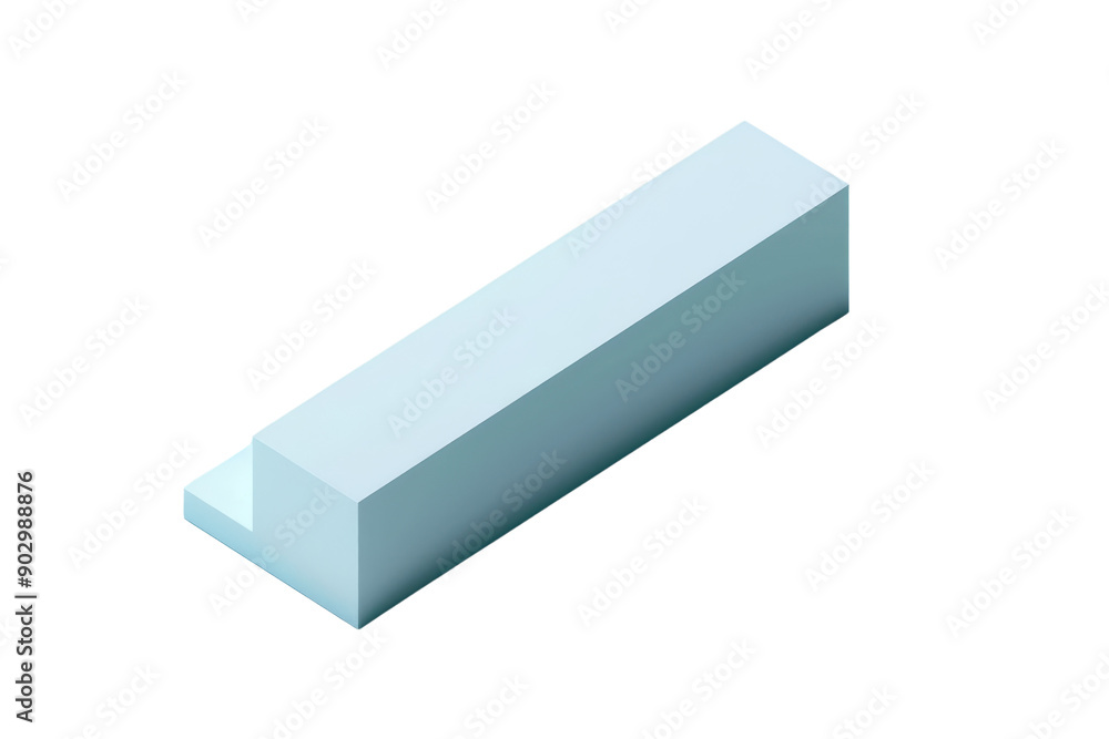 Minimalistic rectangular 3D geometric shape in light blue, isolated on ...