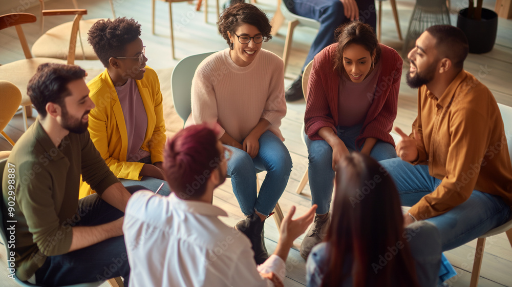 Small groups within the larger gathering, colleagues leaning in to ...
