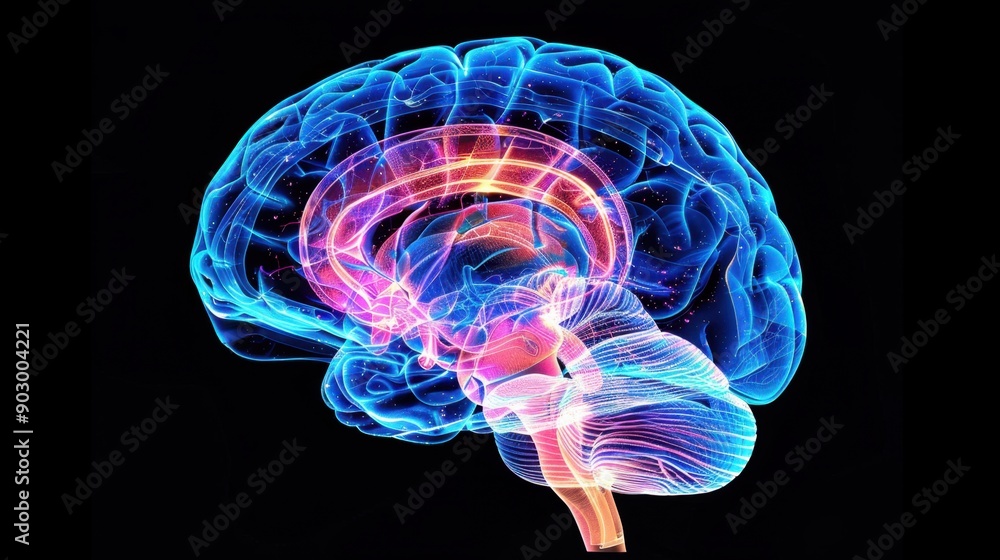 3D rendering of the caudate nucleus in a detailed x-ray view ...