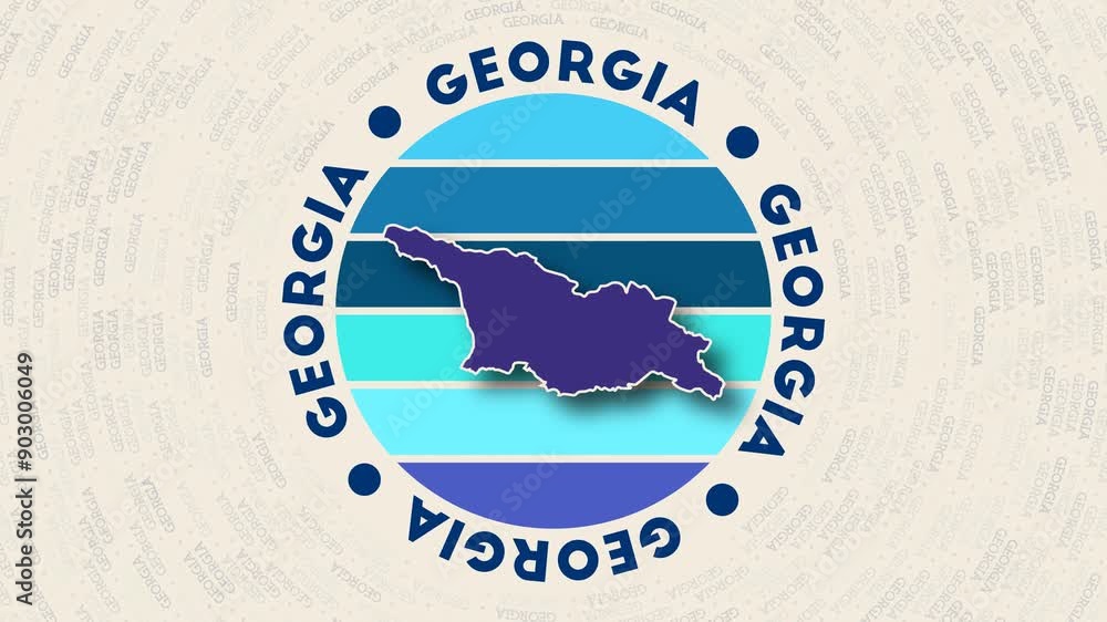Georgia logo intro. Badge with the circular name and map of the country ...