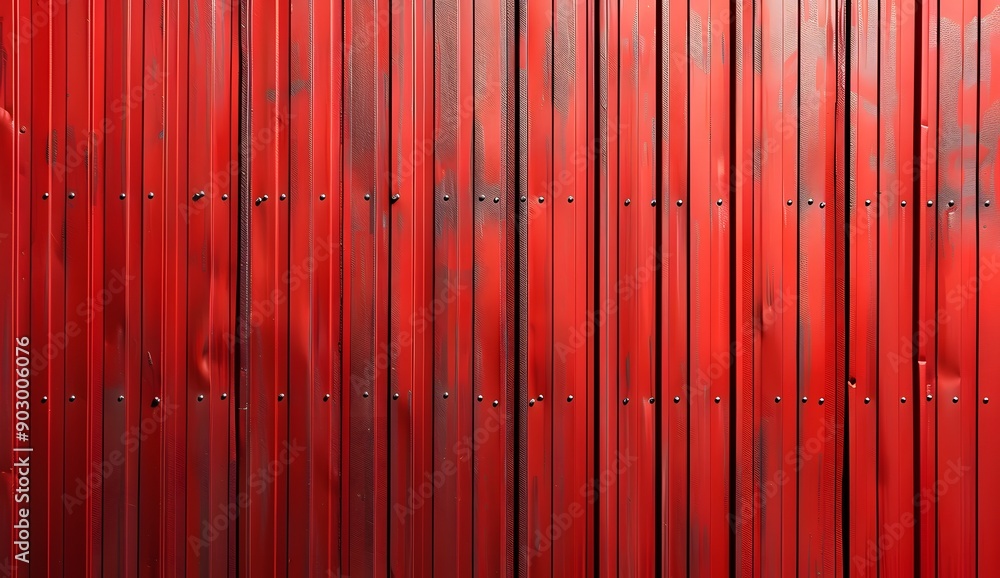 Red metal wall background with vertical bars, seamless texture of red ...
