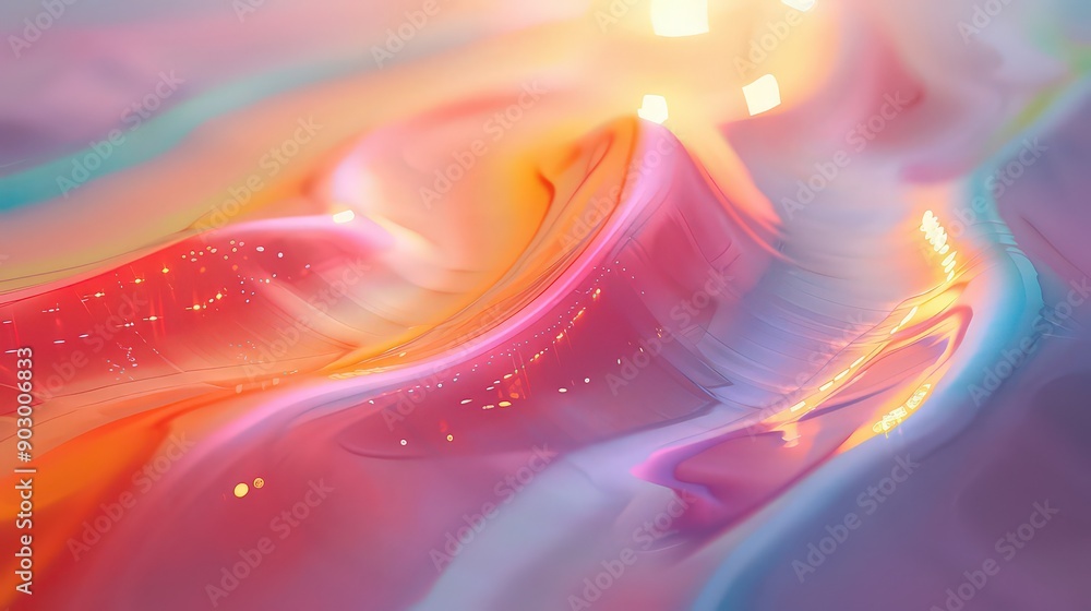 single, thin, curved rainbow stripe in soft colors, creating a minimal ...