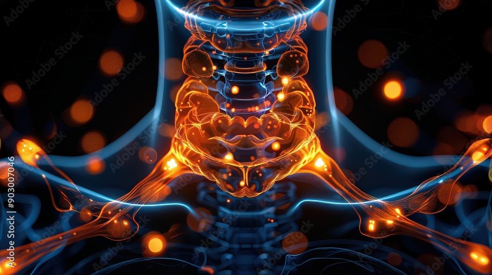 detailed, educational diagram of the thyroid gland, highlighting its ...