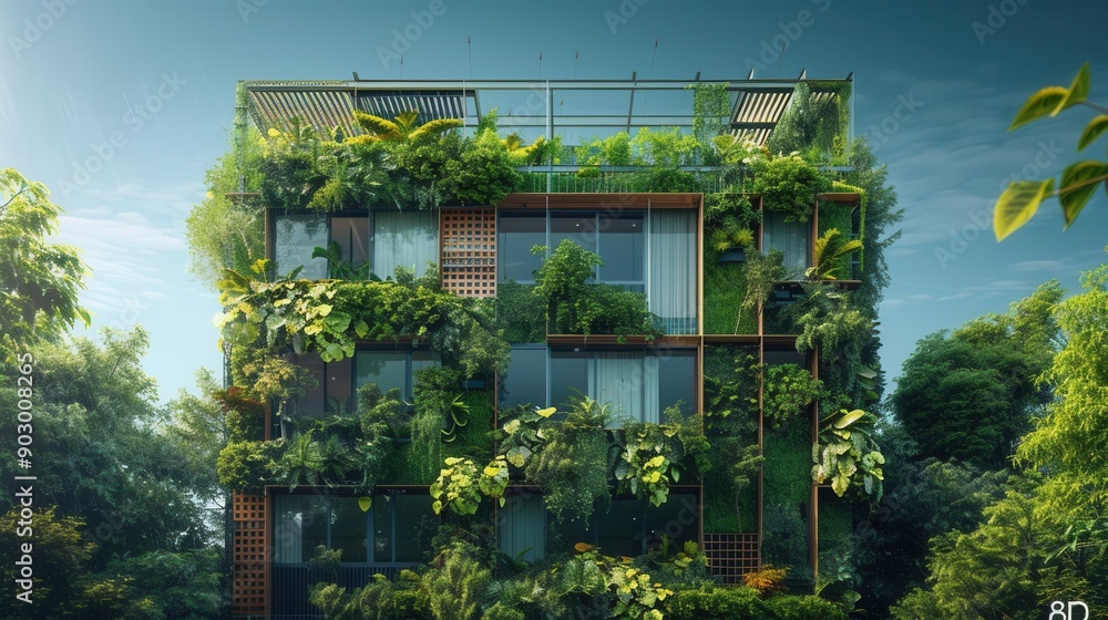 8k realistic Crystal-clear image of a sustainable office building ...