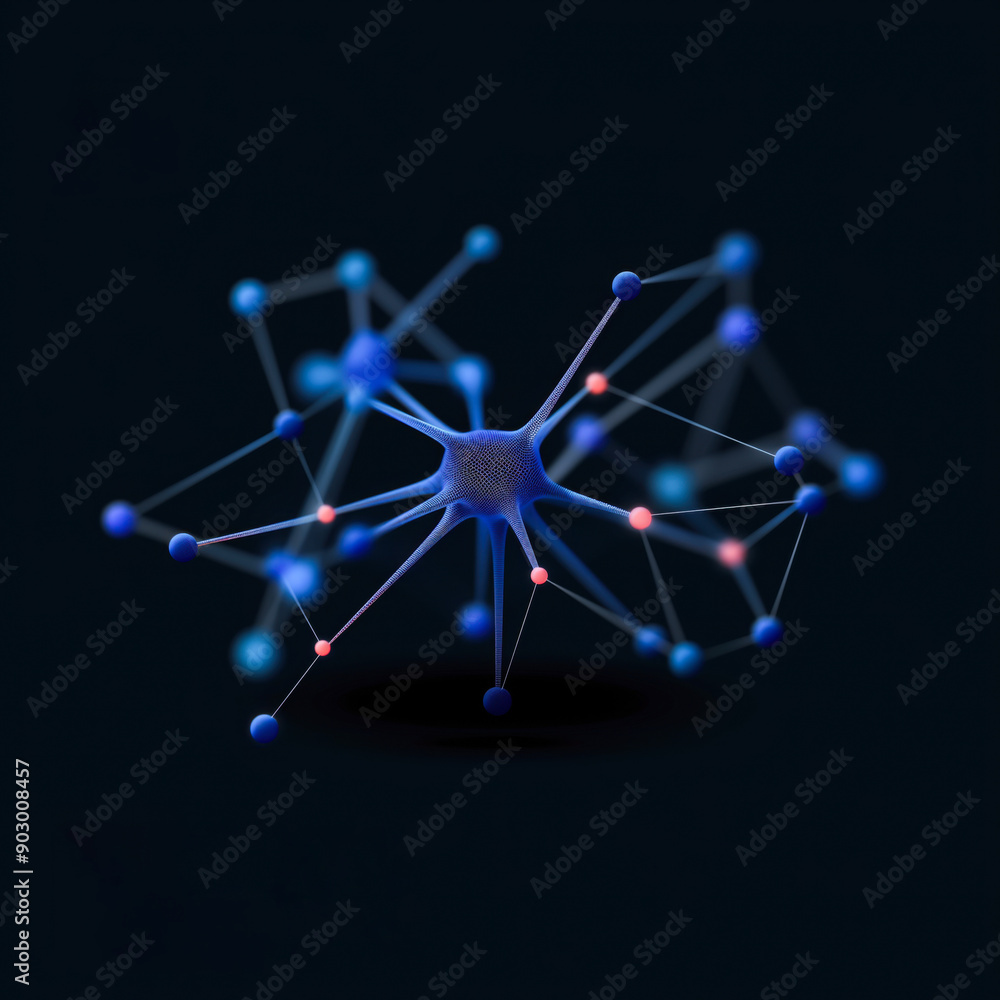 A digital node structure visualized on a dark background, highlighting ...