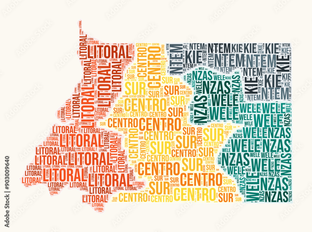 Equatorial Guinea regions word cloud. Country logo design. Regions ...
