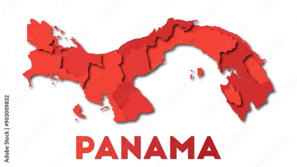Panama map showing regions. Animated country map with title. 4K ...