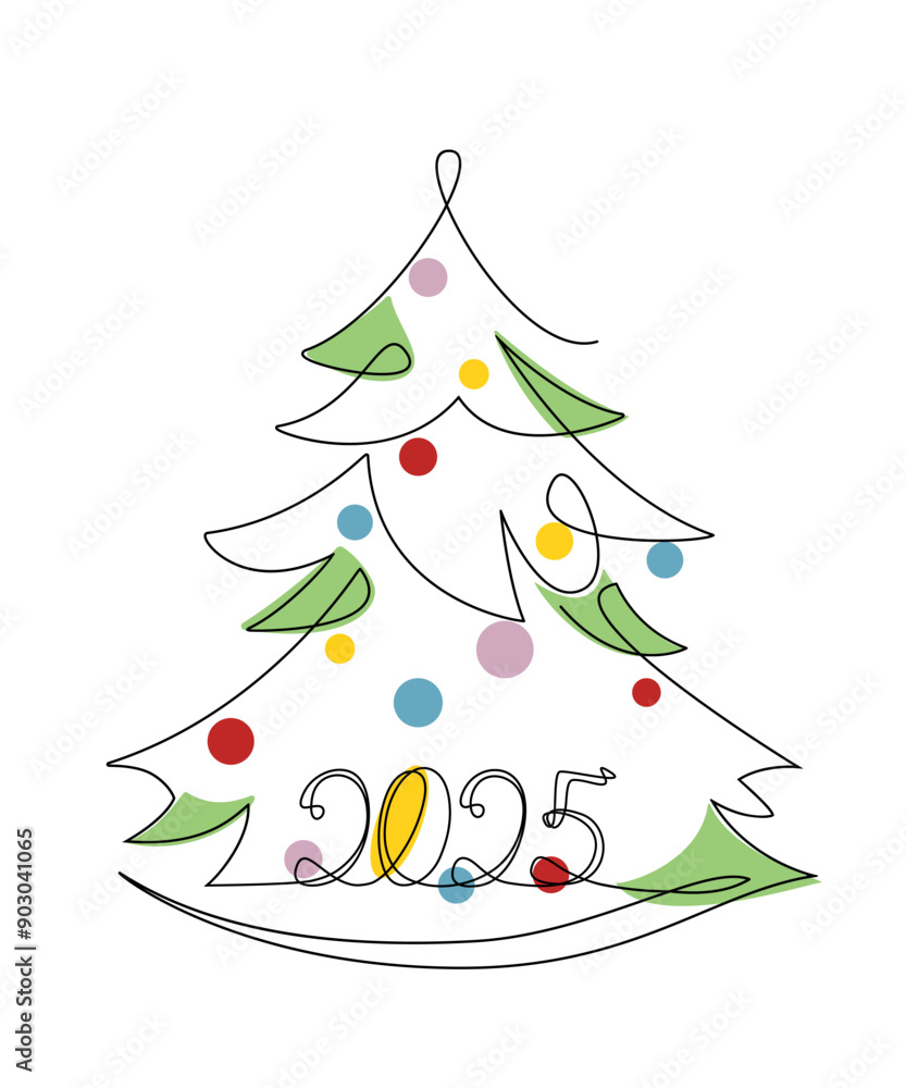 Christmas tree and 2025 - the number of the coming year. Christmas and ...