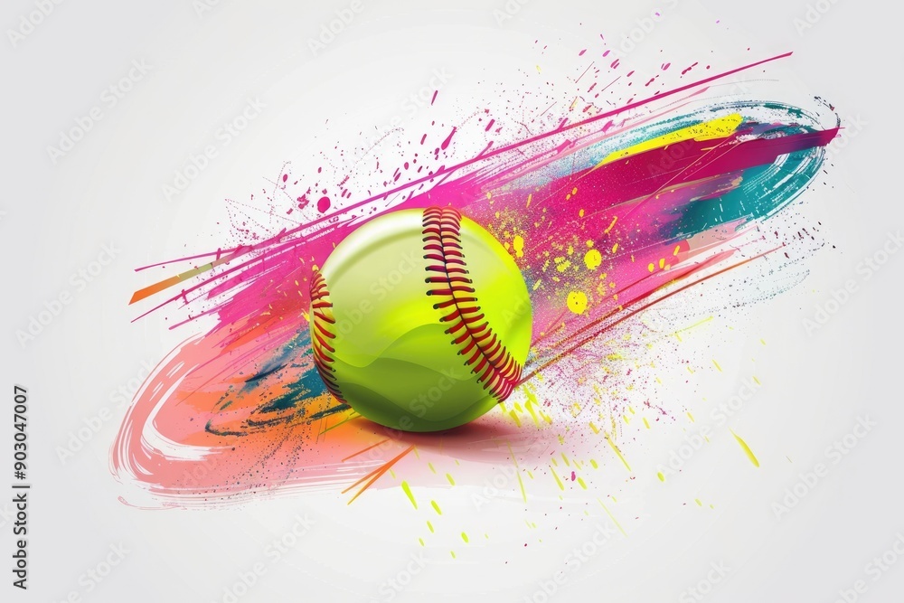 Softball Template. Abstract Athletic Background with Calligraphy Text ...