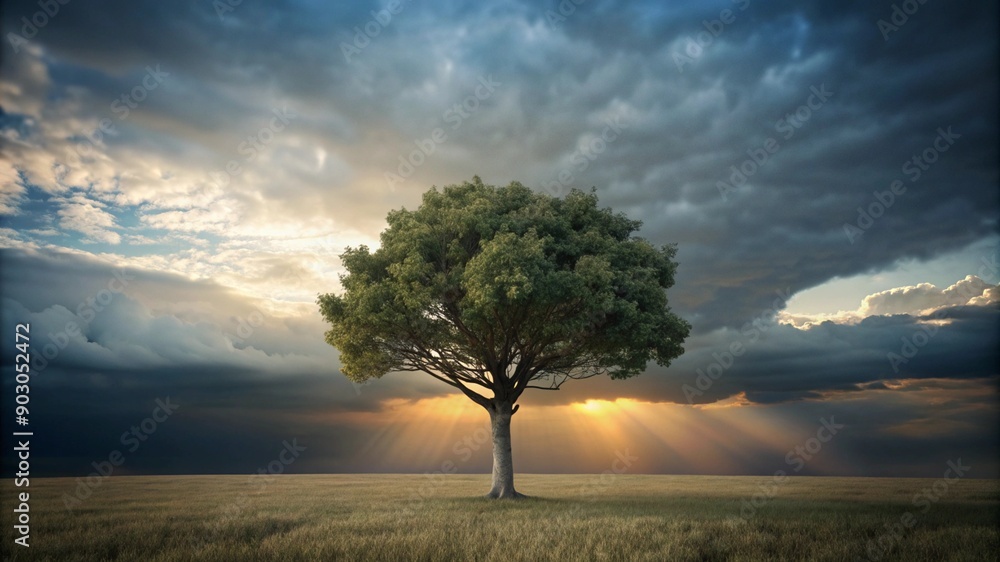 An ultra realistic photo the concept of solitude and resilience ...