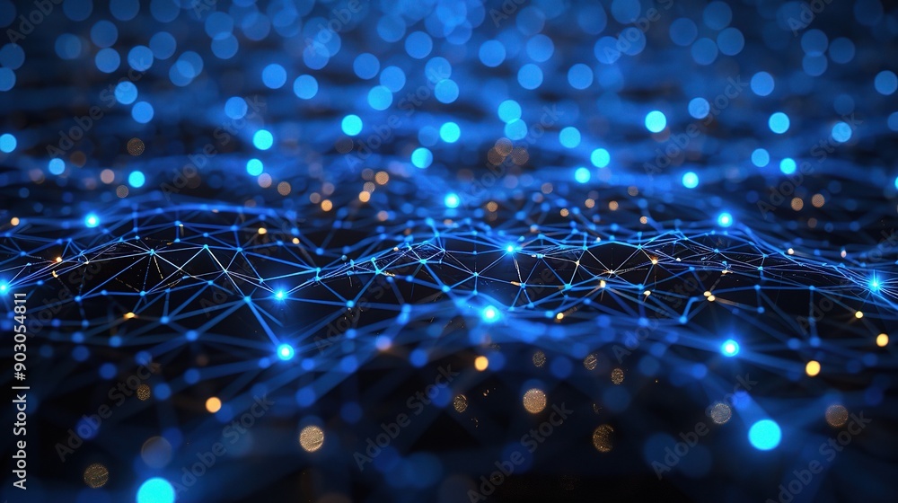 Digital Constellation: A network of interconnected nodes forms a ...