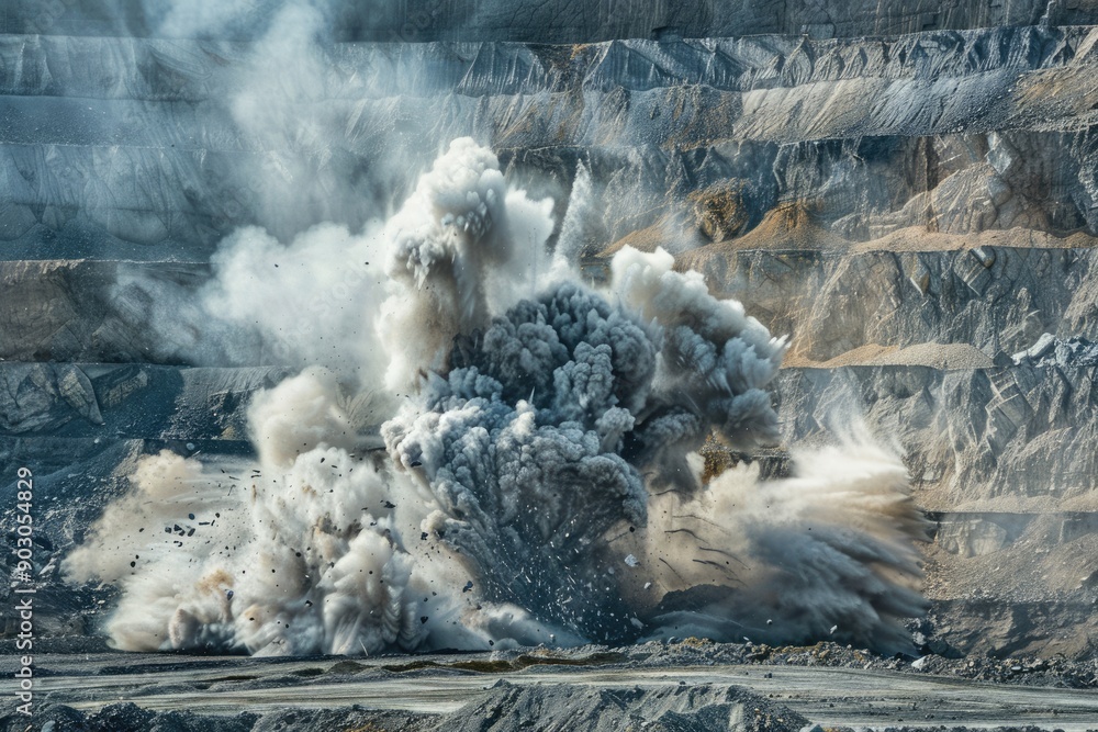 Mine Blast. Demolition Bomb Blast Causing Destruction and Dust Cloud in ...