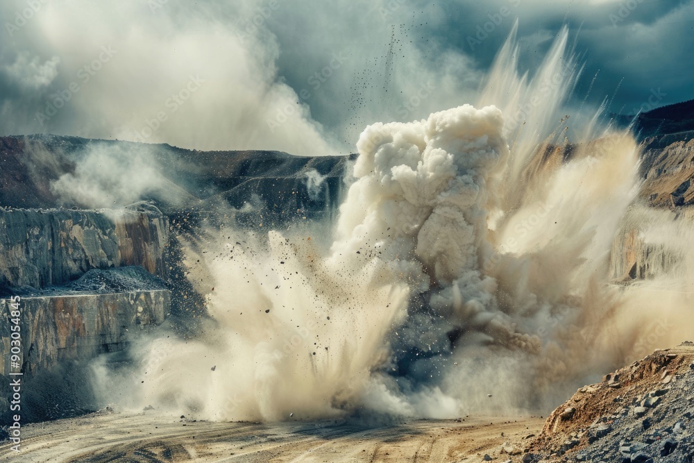 Mine Blast. Bomb Explosion Causes Devastating Blast Wave and Dust Cloud ...