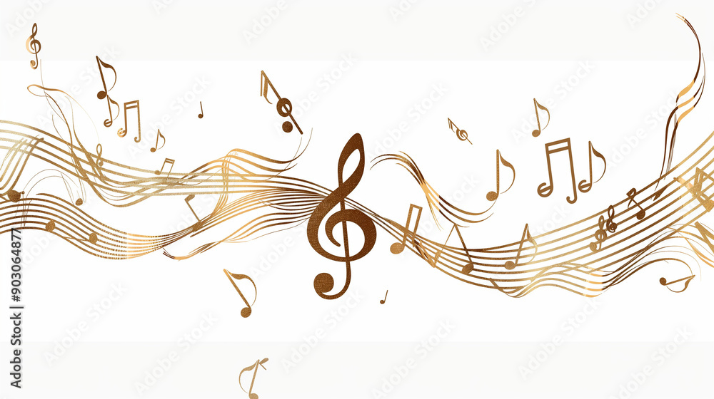 A stylized representation of musical notes and a treble clef. The notes ...
