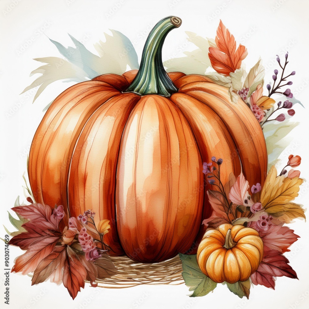Fall sublimation, Watercolor thanksgiving pastel pumpkin leaf clipart ...