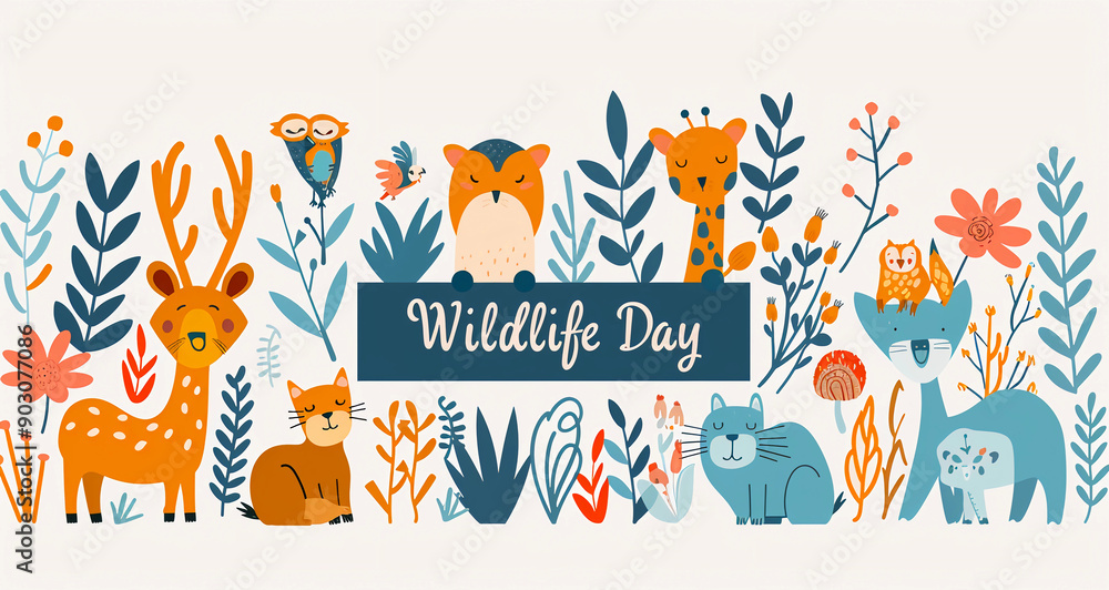 Cartoon image of different wildlife animals, concept of wildlife ...