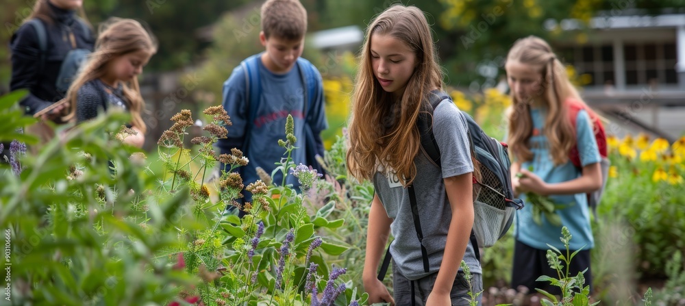 Educational Tour in Botanical Garden With Students Learning About ...